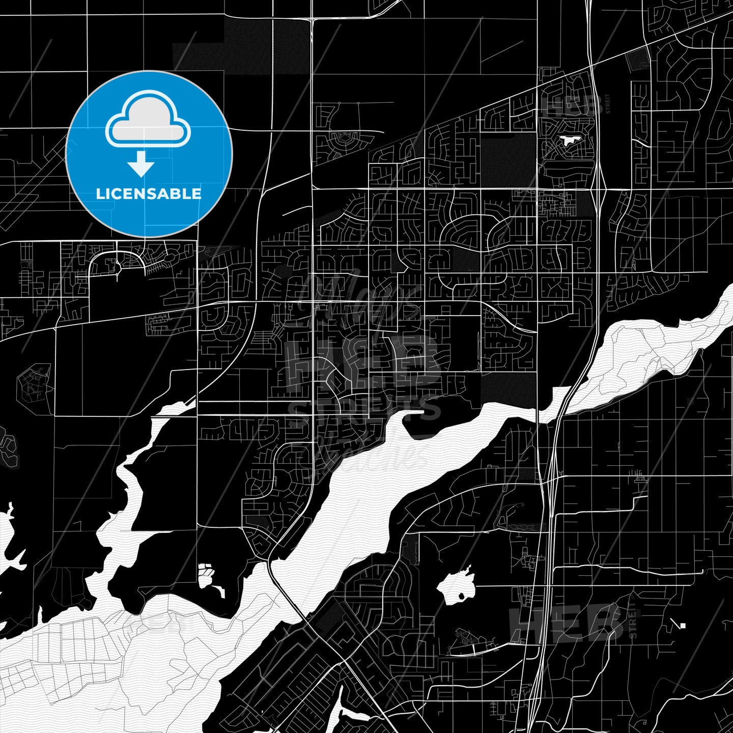 Eastvale, California, United States, Pdf Vector Map Black And White ...