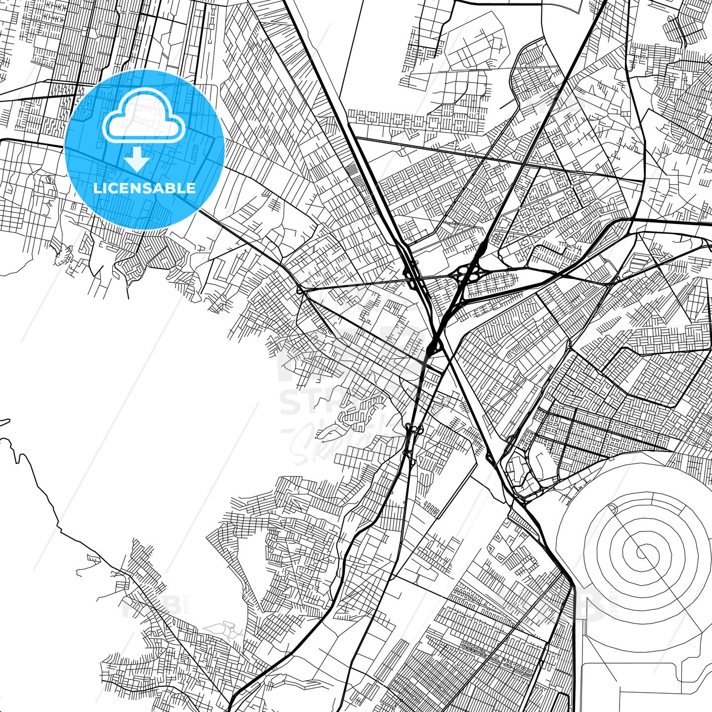 Ecatepec, México, downtown map, light - HEBSTREITS