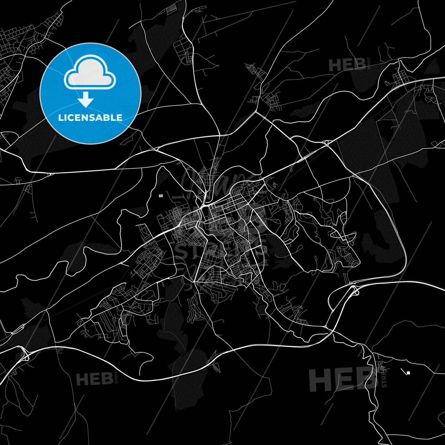 Ech Chettia, Algeria PDF vector map black and white - HEBSTREITS