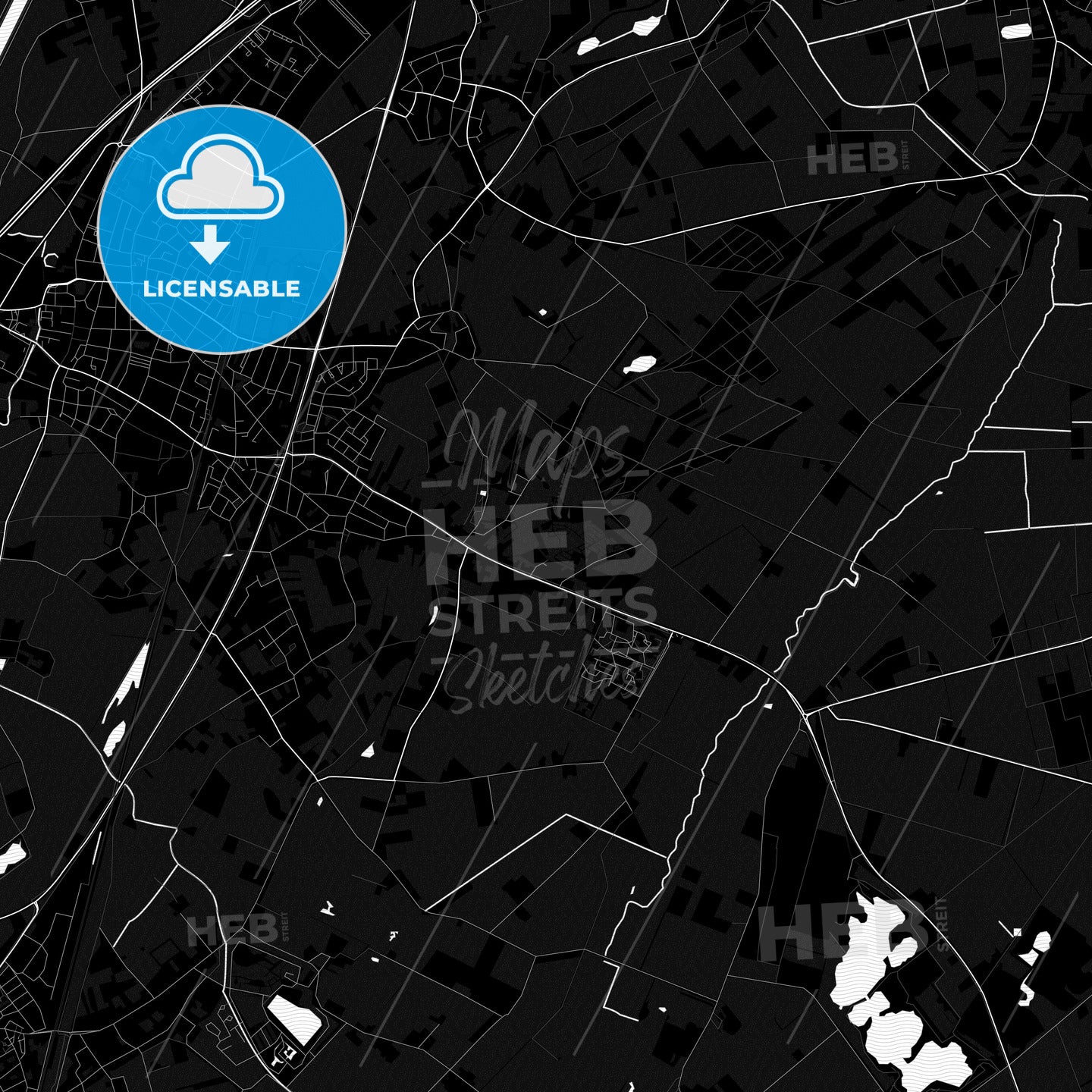 Echt-Susteren, Netherlands PDF vector map black and white - HEBSTREITS