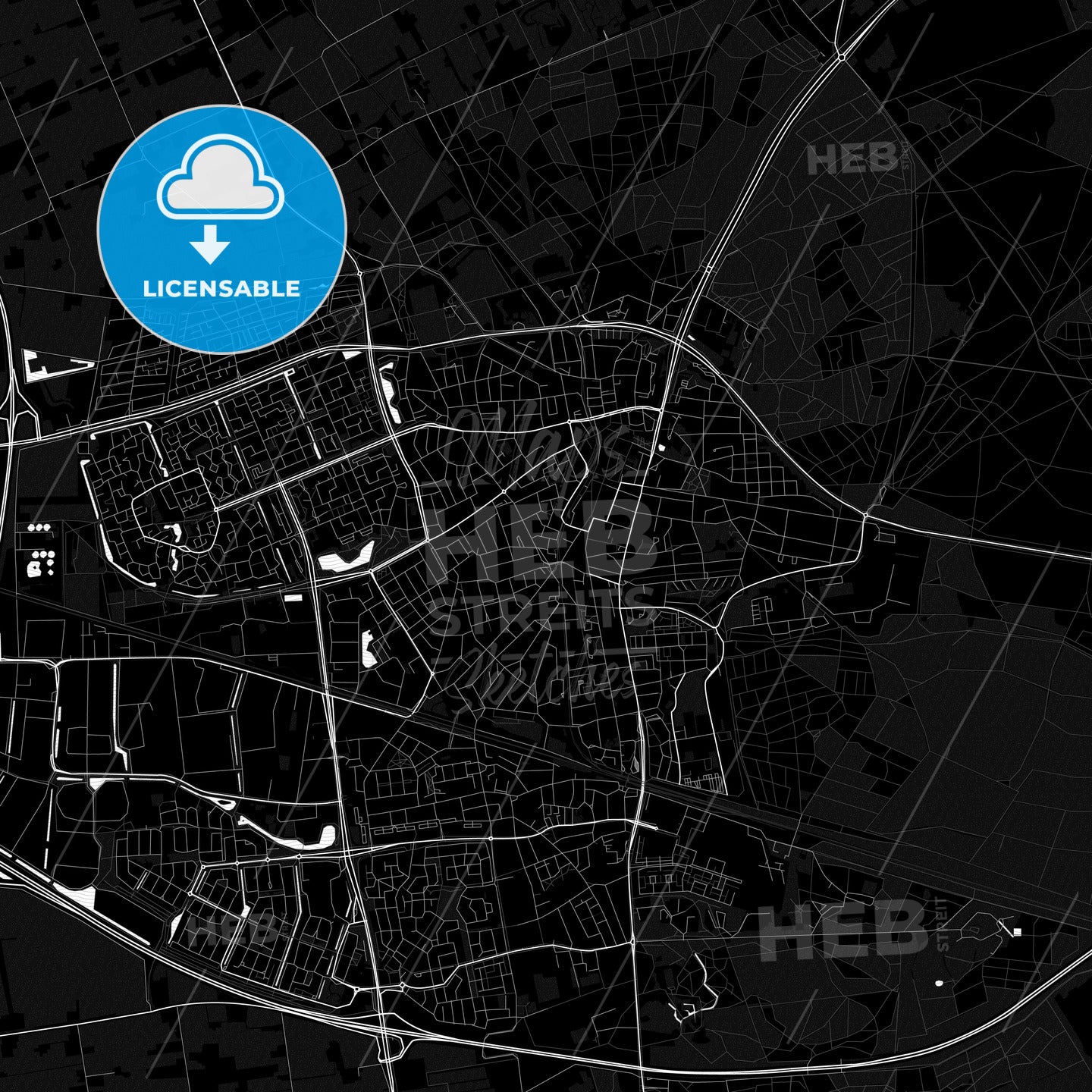 Ede, Netherlands PDF vector map black and white - HEBSTREITS