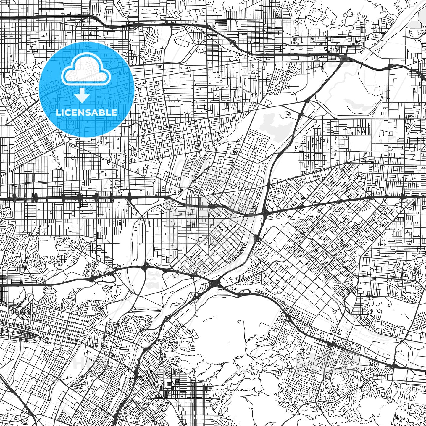 El Monte, California - Area Map - Light – HEBSTREITS
