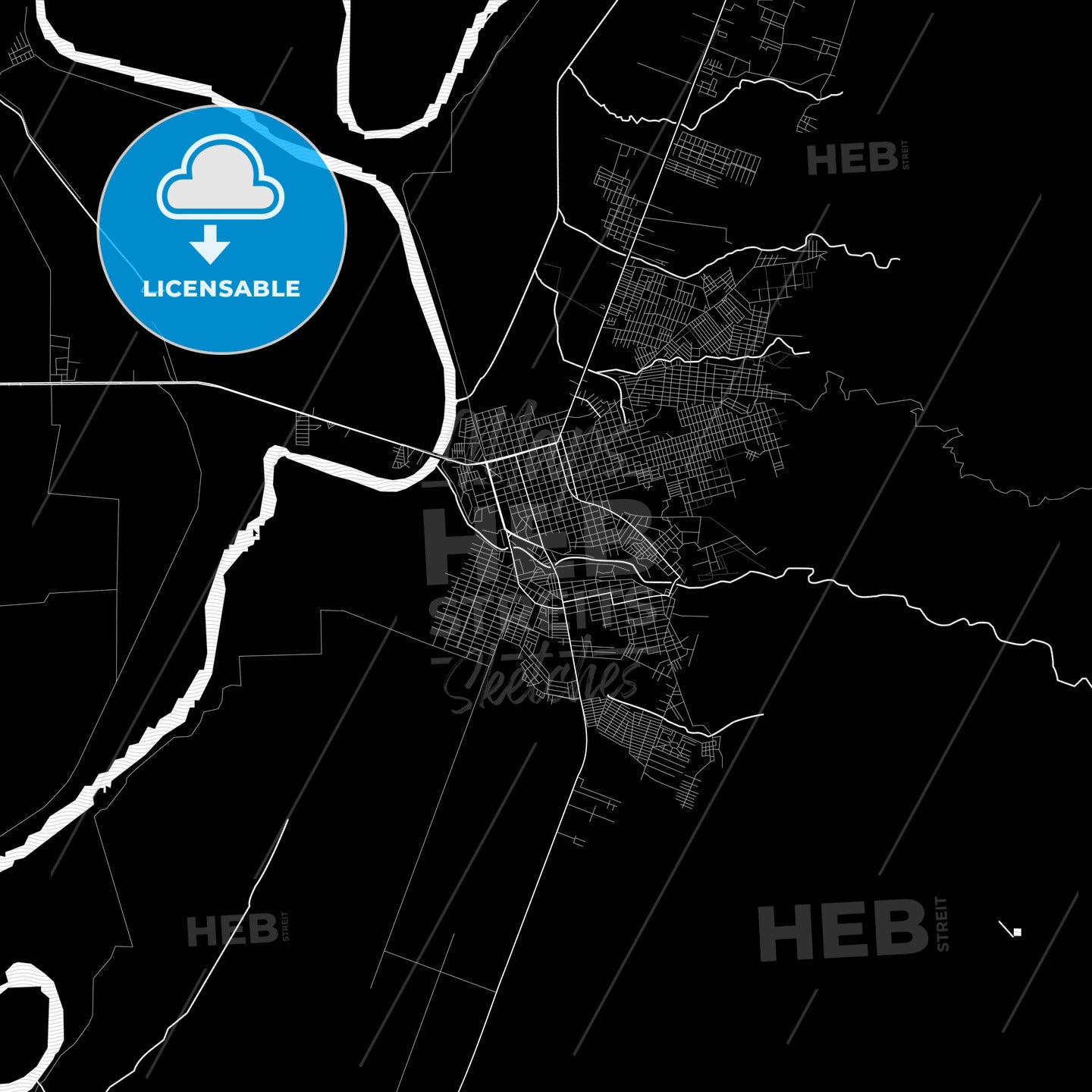 El Progreso, Honduras Pdf Vector Map Black And White – HEBSTREITS