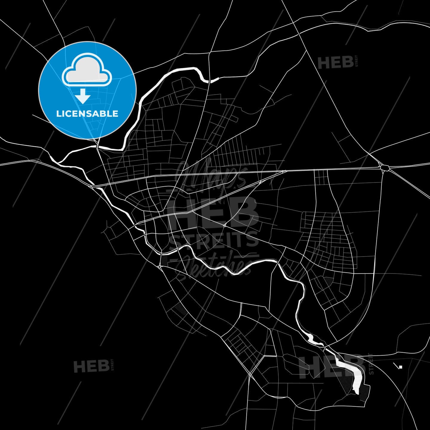 Elbistan, Turkey Pdf Vector Map Black And White – HEBSTREITS