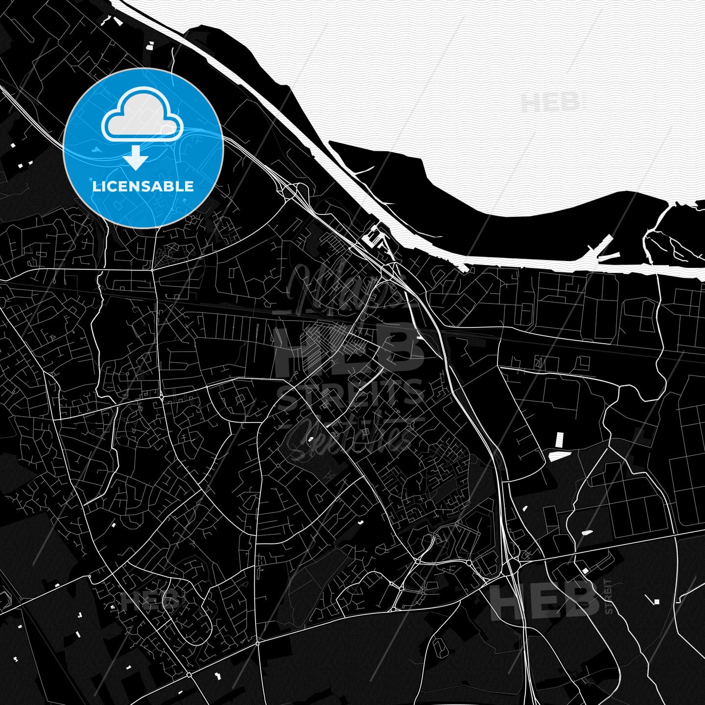 Ellesmere Port, England Pdf Vector Map Black And White – HEBSTREITS