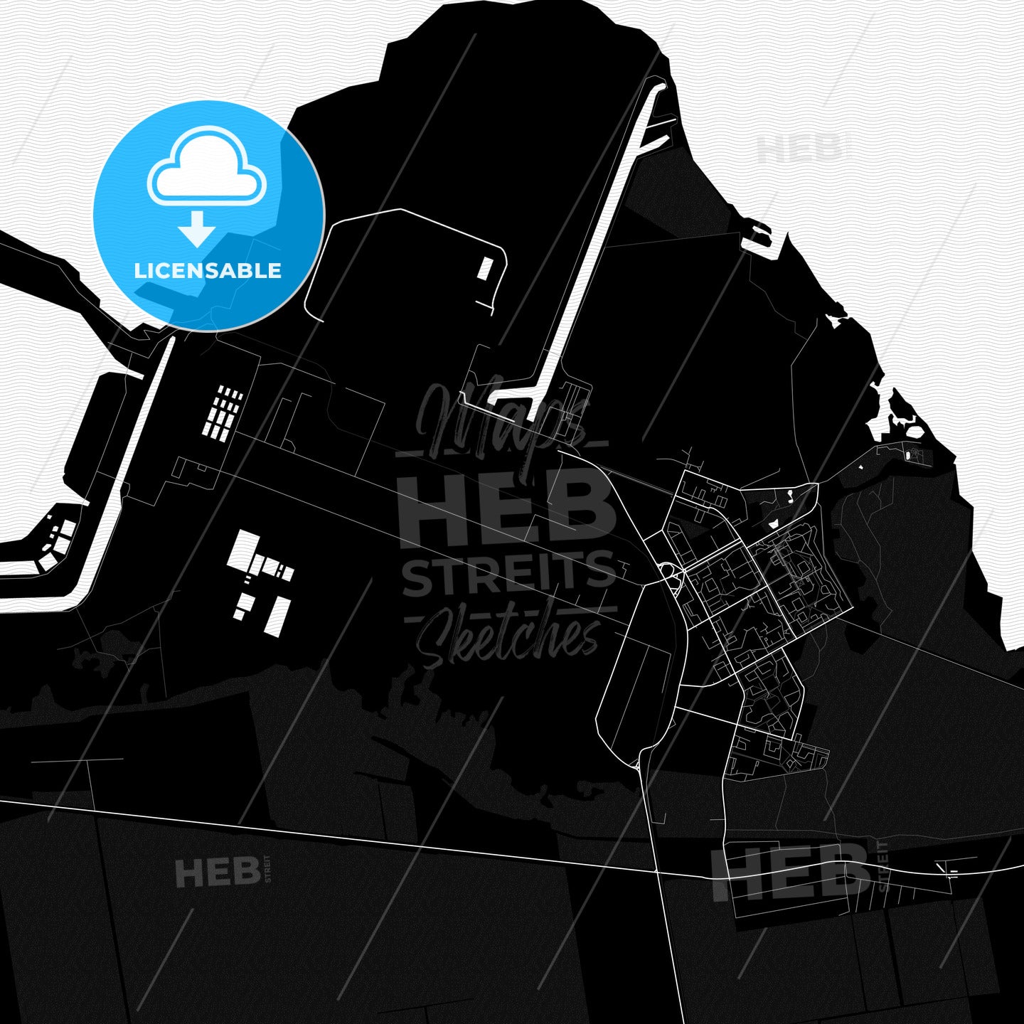 Enerhodar, Ukraine Pdf Vector Map Black And White – HEBSTREITS