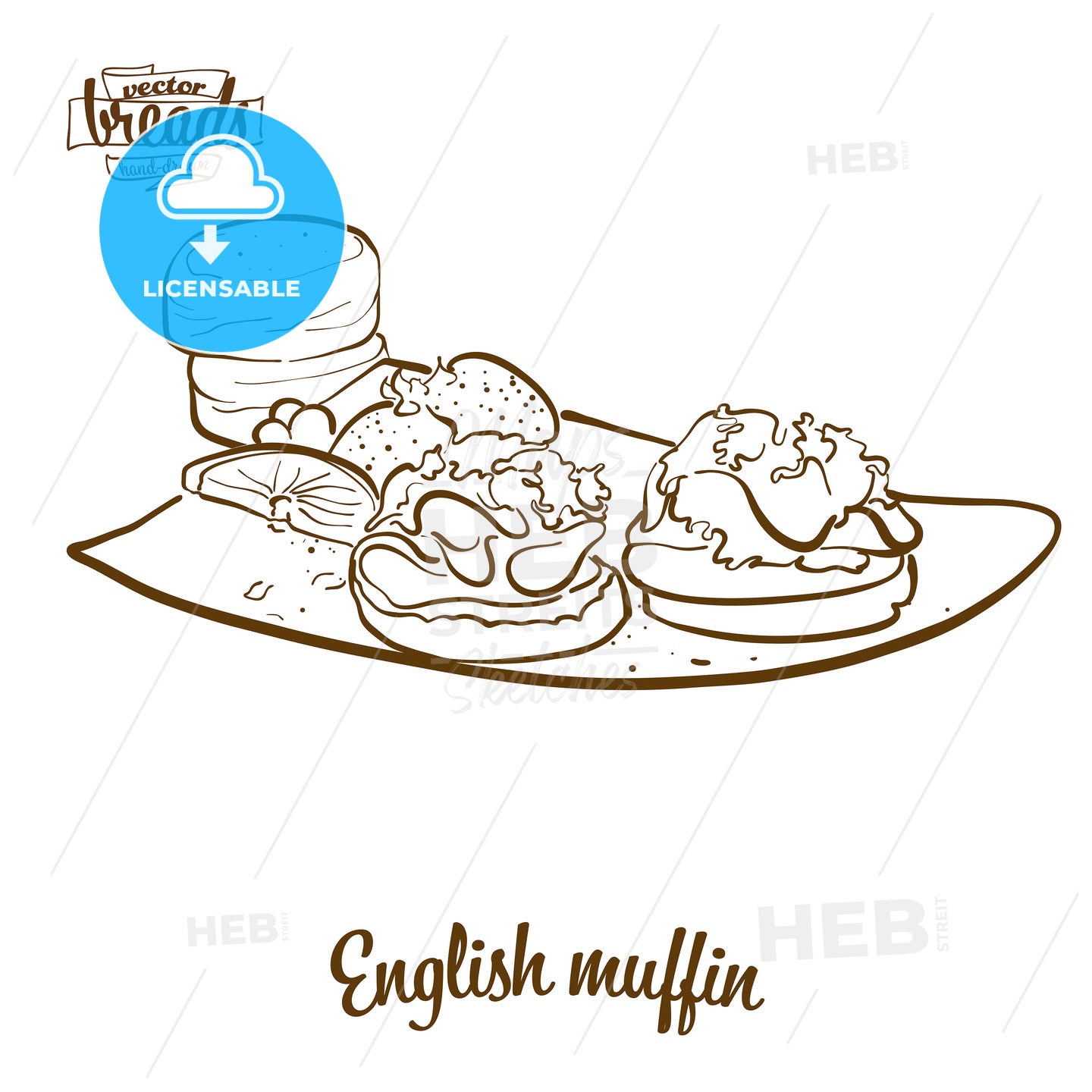 English Muffin Bread Vector Drawing – HEBSTREITS