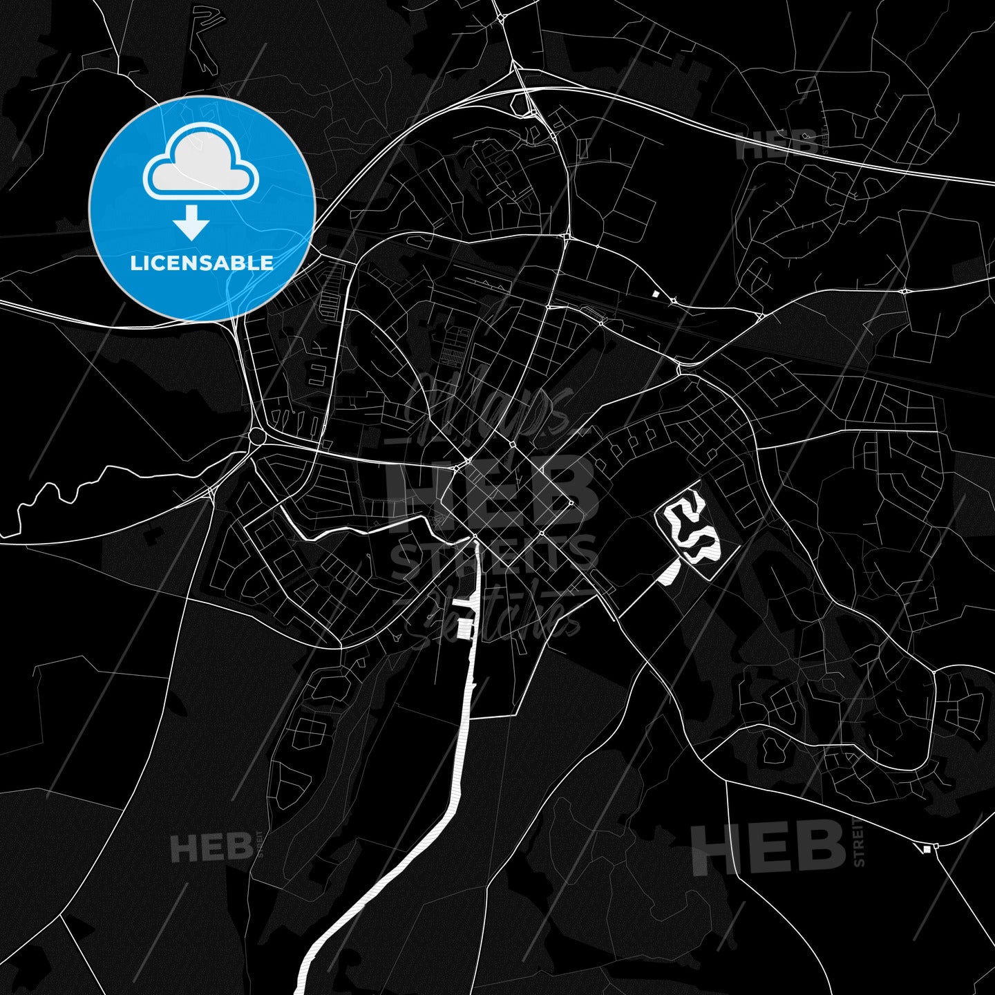 Enköping, Sweden Pdf Vector Map Black And White – HEBSTREITS