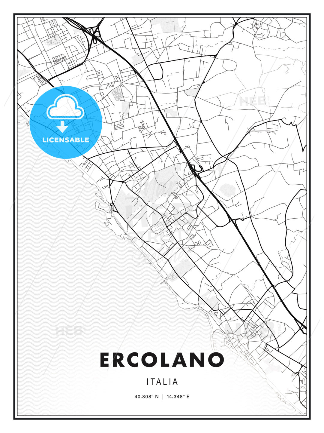 Ercolano, Italy, Modern Map Print Template in Various Formats - HEBSTREITS