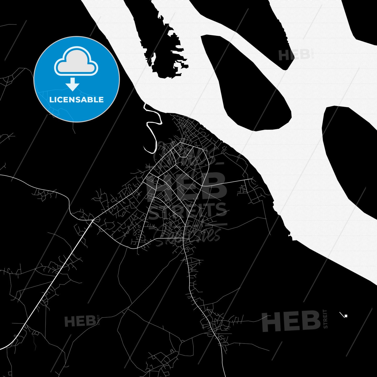 Esuk Oron, Nigeria PDF vector map black and white - HEBSTREITS