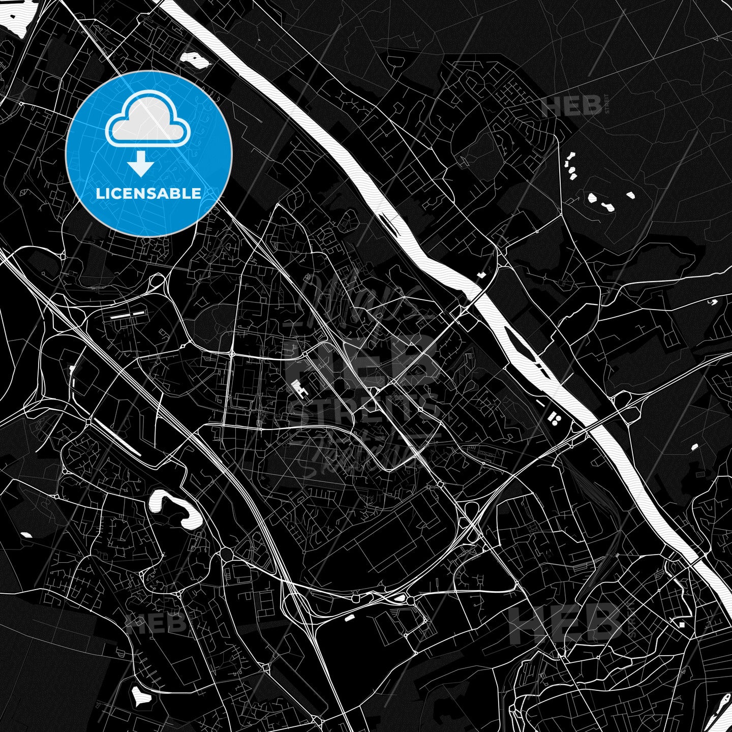 Évry, France Pdf Vector Map Black And White – HEBSTREITS