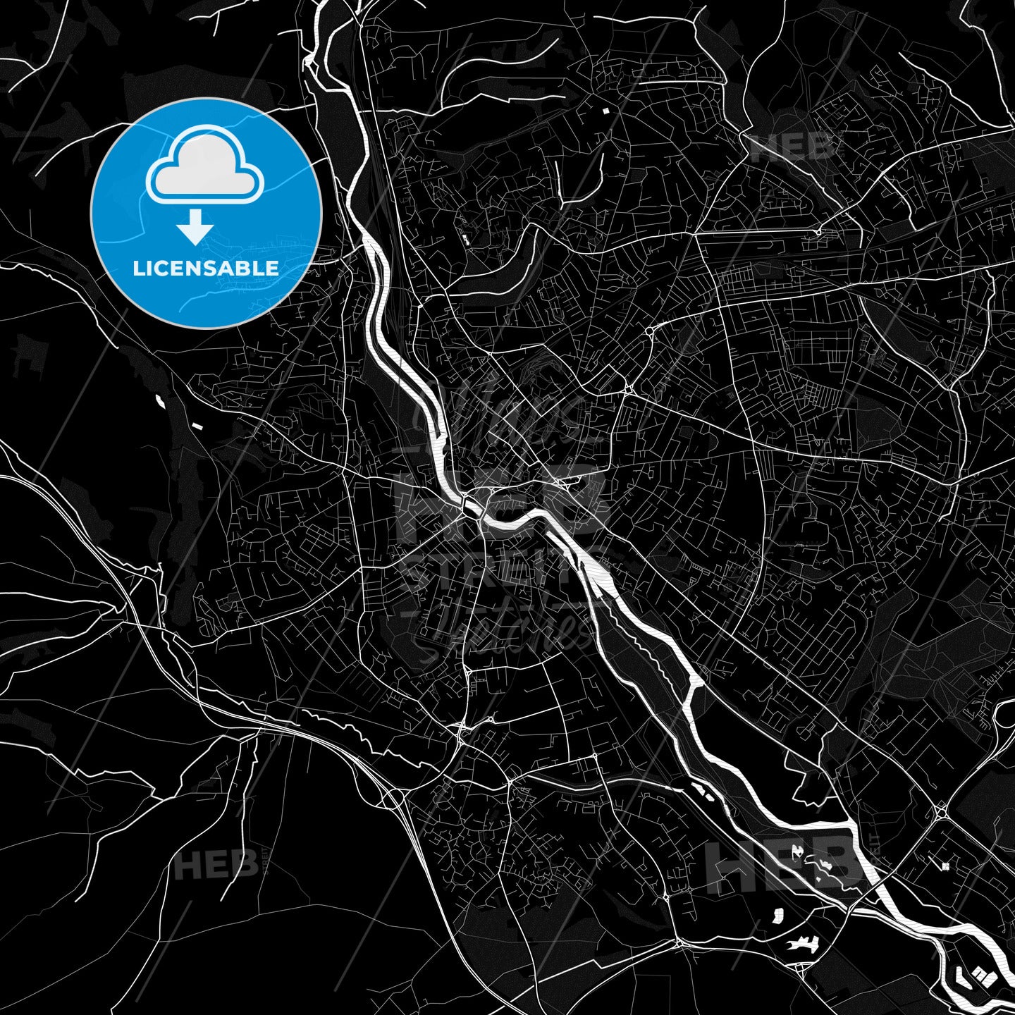 Exeter, England Pdf Vector Map Black And White – HEBSTREITS