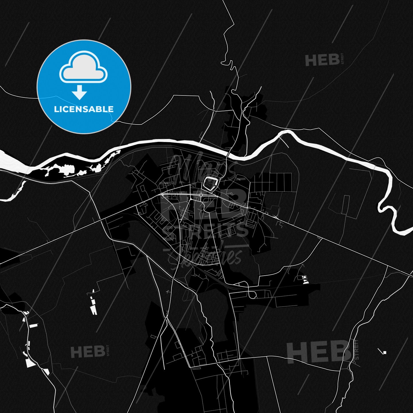 Făgăraș, Romania Pdf Vector Map Black And White – HEBSTREITS