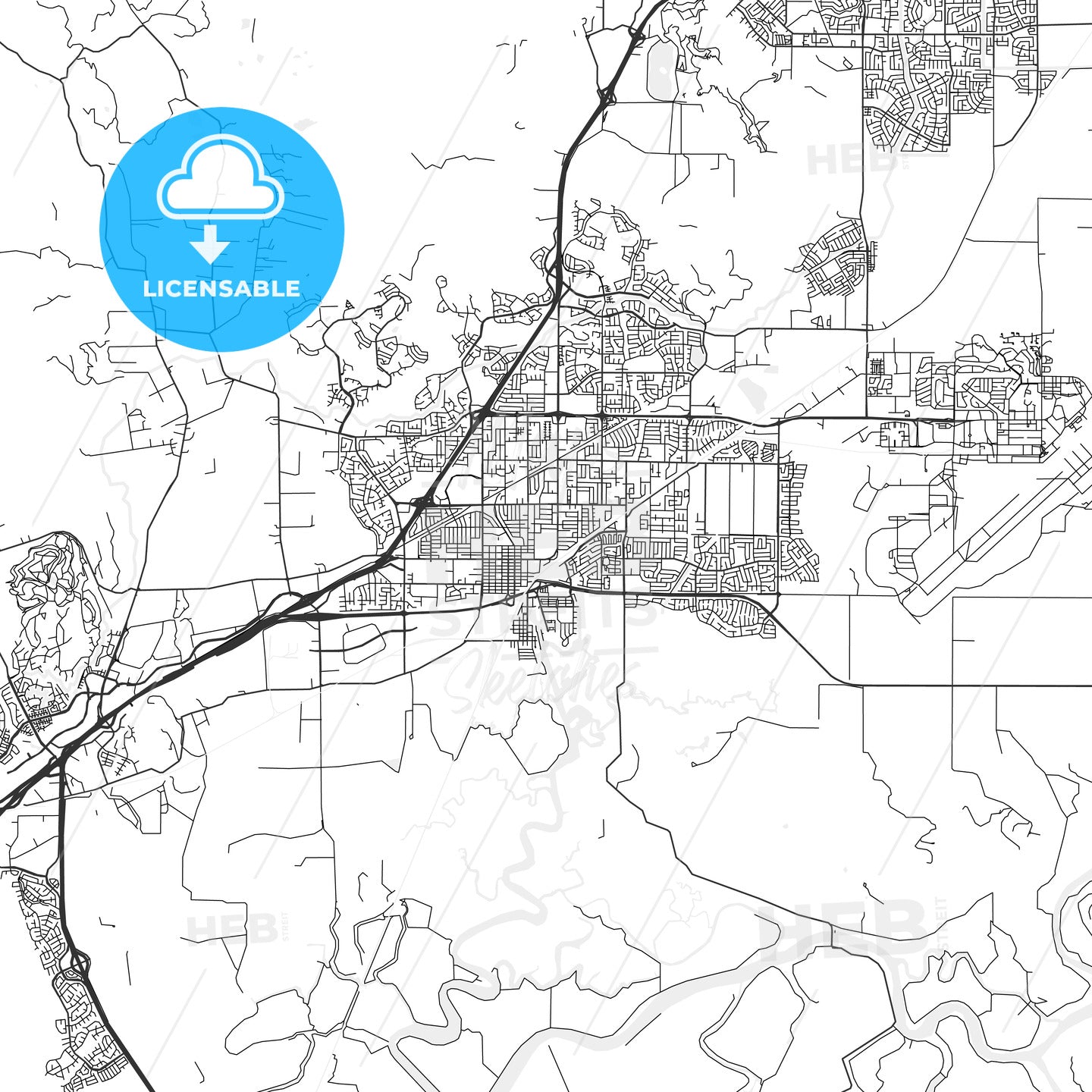Fairfield, California - Area Map - Light – HEBSTREITS