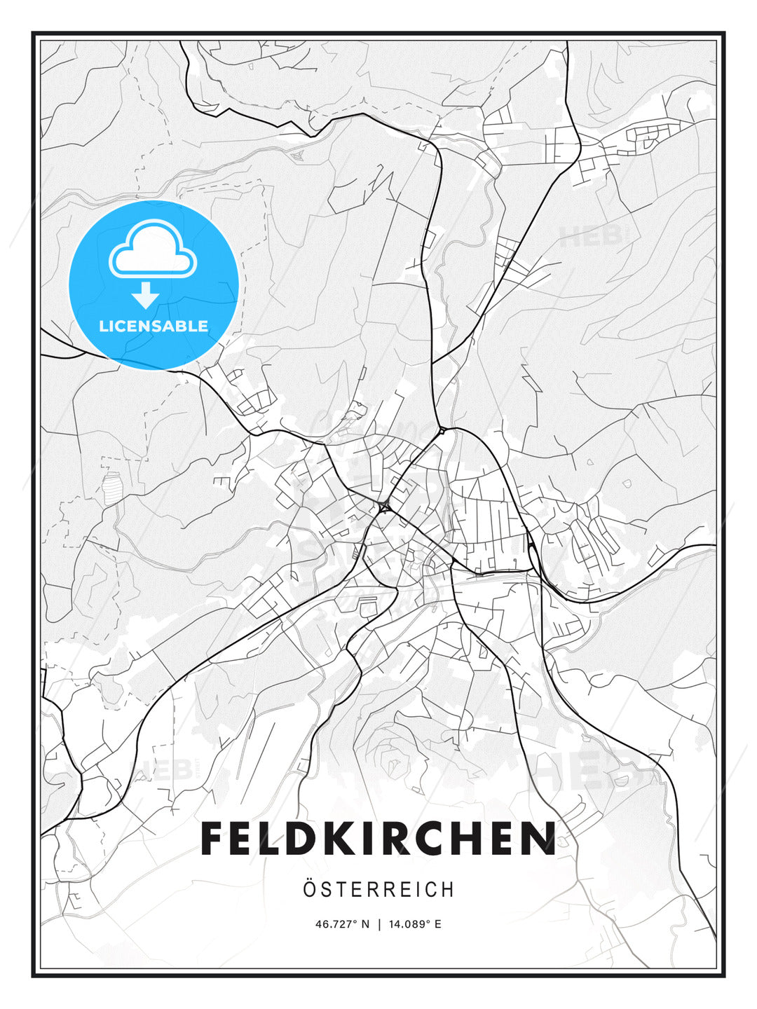 Feldkirchen, Austria, Modern Map Print Template in Various Formats ...