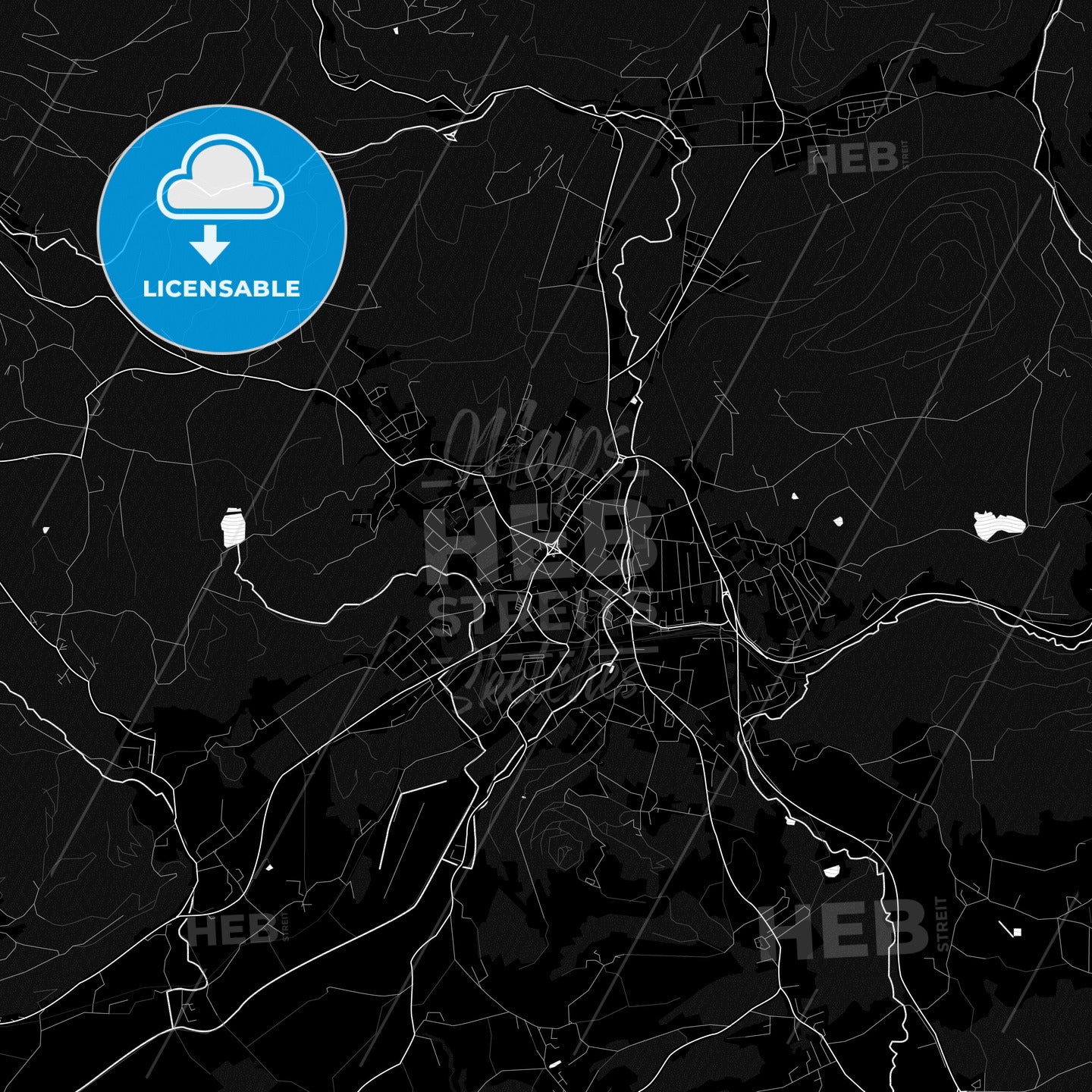 Feldkirchen, Austria Pdf Vector Map Black And White – HEBSTREITS