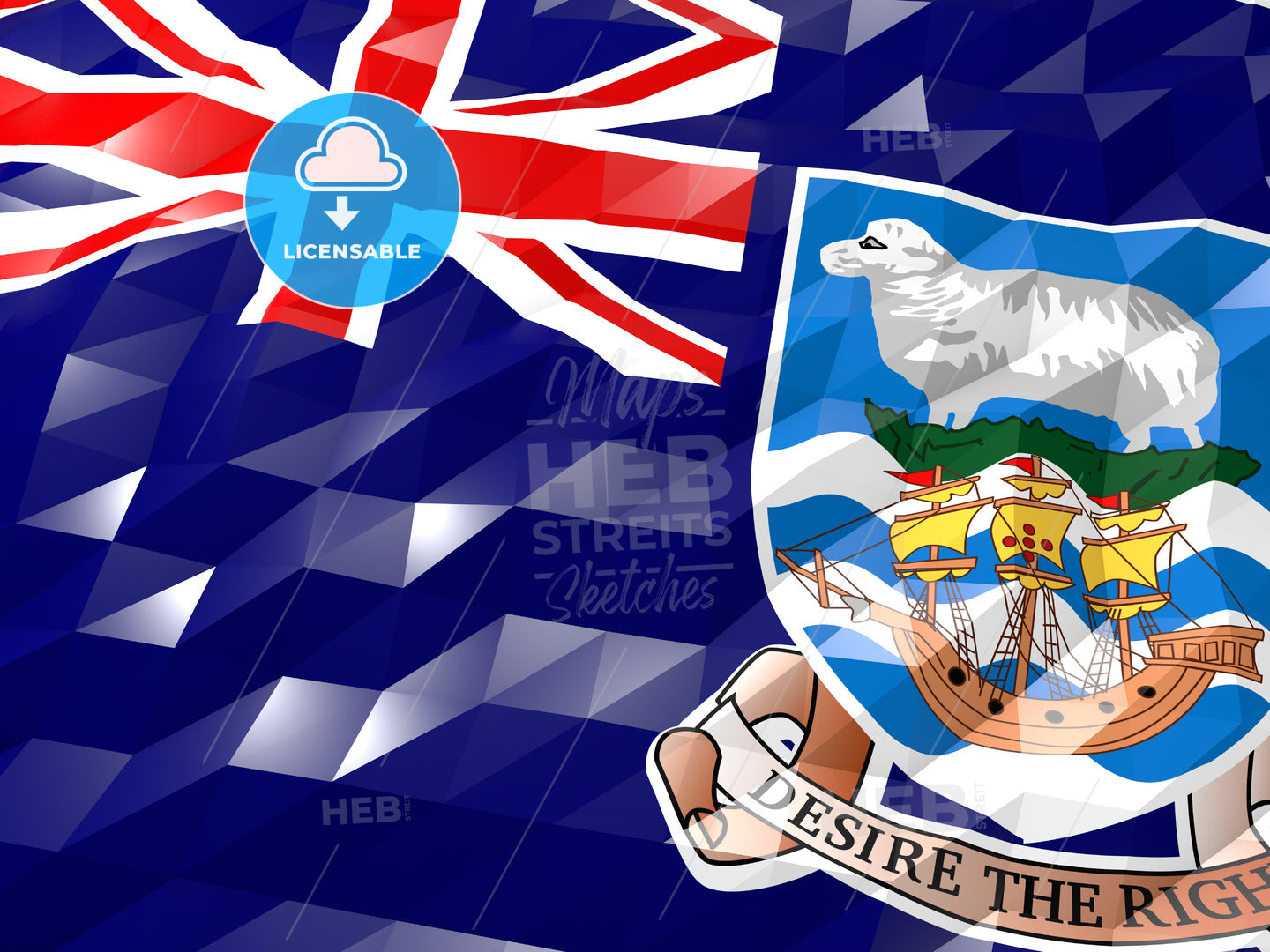 Flag Of Falkland Islands 3D Wallpaper Illustration – HEBSTREITS