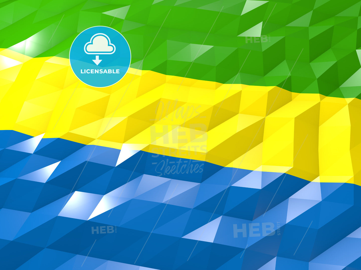 Flag Of Gabon 3D Wallpaper Illustration - HEBSTREITS
