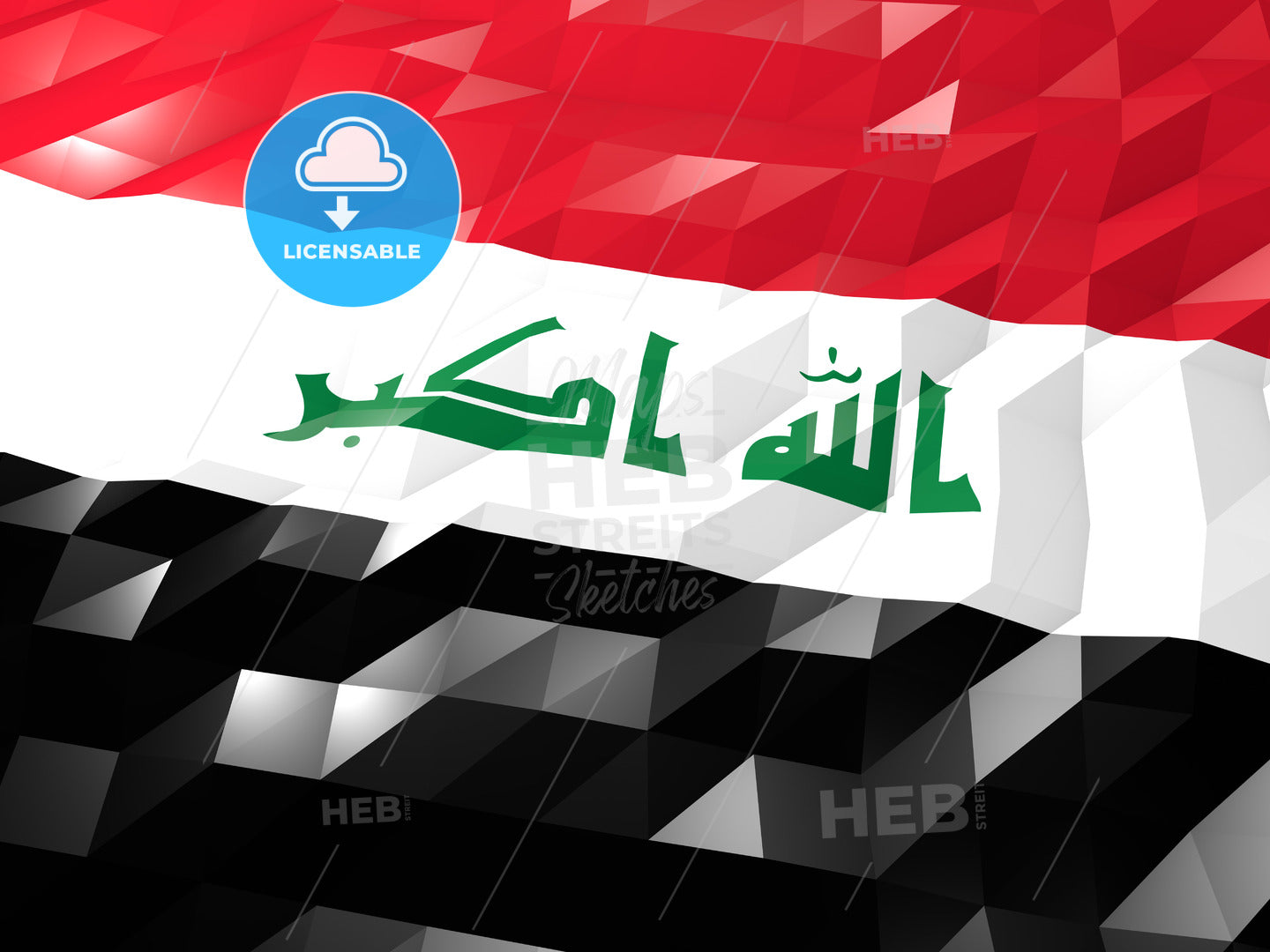 Flag Of Iraq 3D Wallpaper Illustration - HEBSTREITS