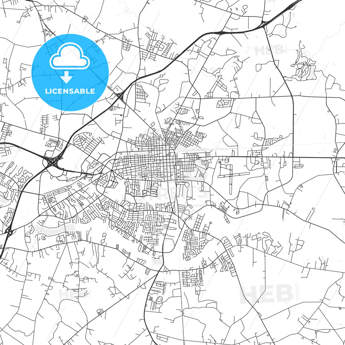 Florence, South Carolina - Area Map - Light - HEBSTREITS