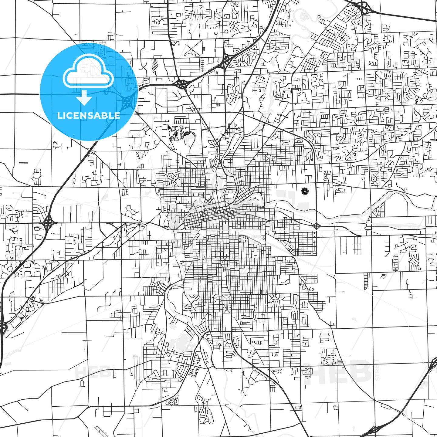 Fort Wayne, Indiana - Area Map - Light – HEBSTREITS
