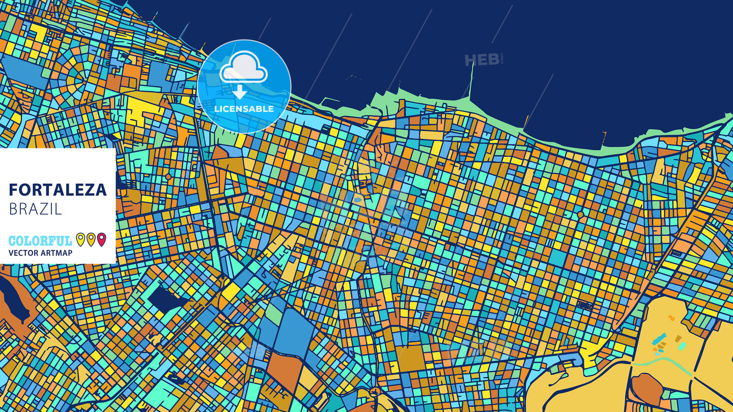 Fortaleza, Brazil, Colorful Vector Artmap - HEBSTREITS