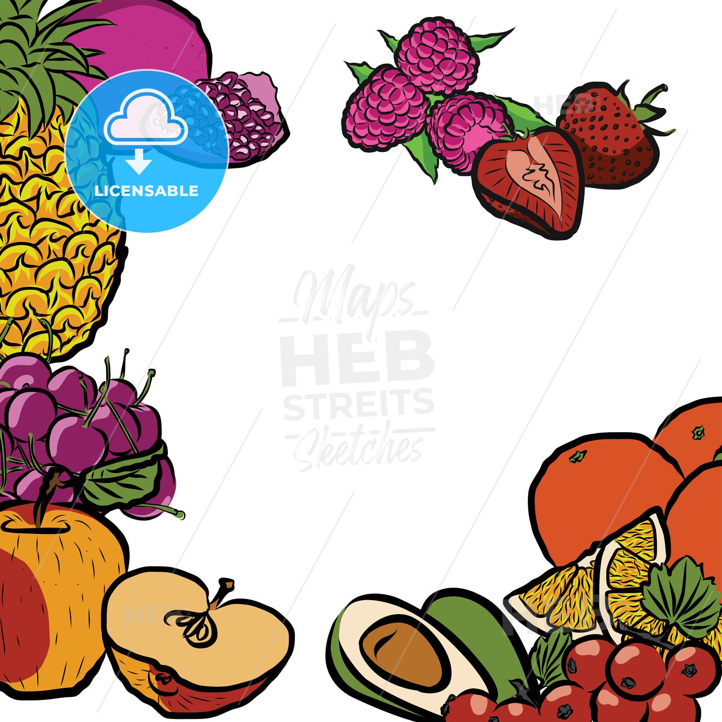 Fresh Summer Fruits In Circle - HEBSTREITS