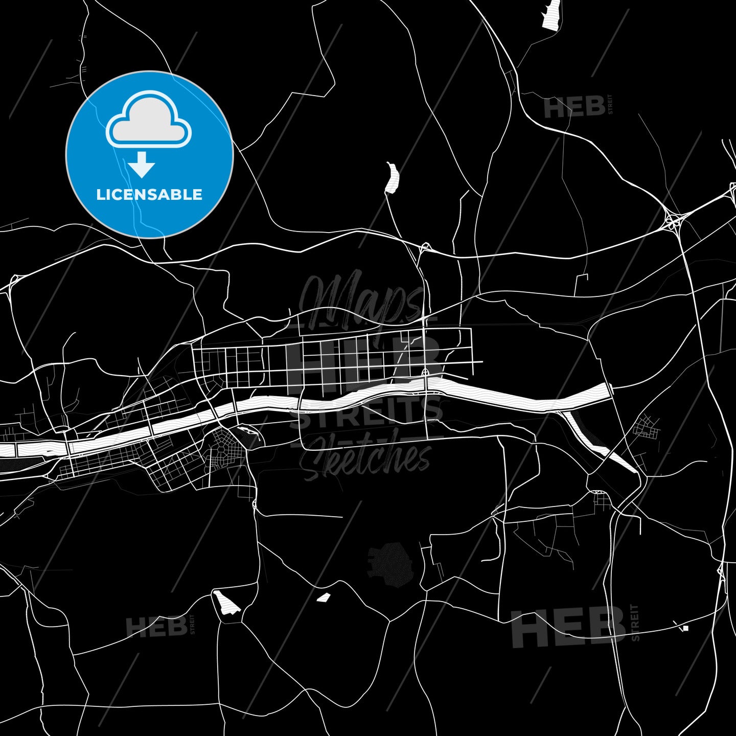 Fushun, China Pdf Vector Map Black And White – HEBSTREITS