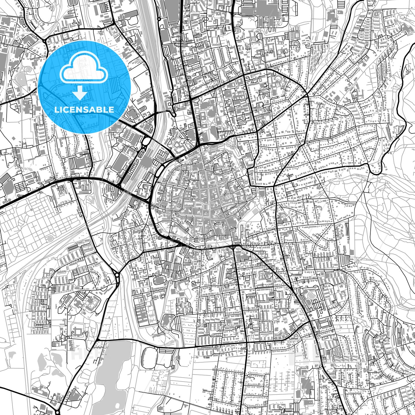 Göttingen, Germany, Vector Map With Buildings – HEBSTREITS