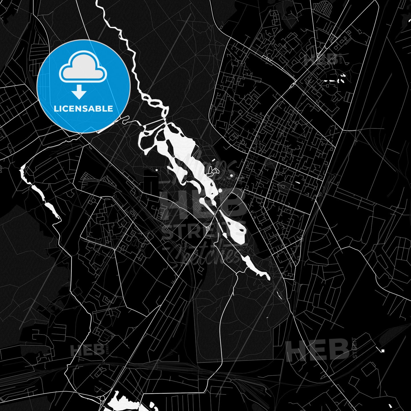 Gatchina, Russia Pdf Vector Map Black And White – HEBSTREITS