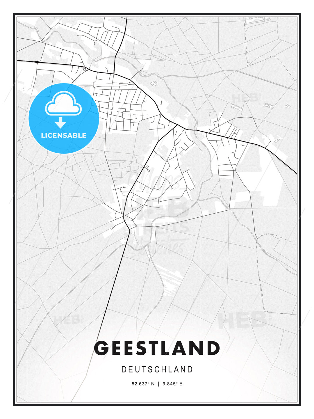 Geestland, Germany, Modern Map Print Template in Various Formats ...