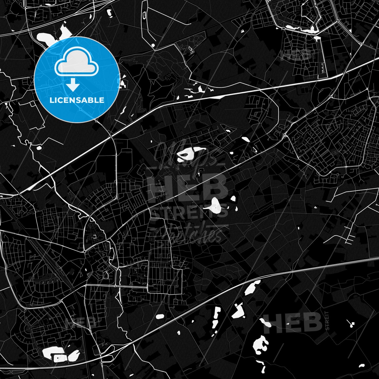 Geldrop-Mierlo, Netherlands Pdf Vector Map Black And White – HEBSTREITS