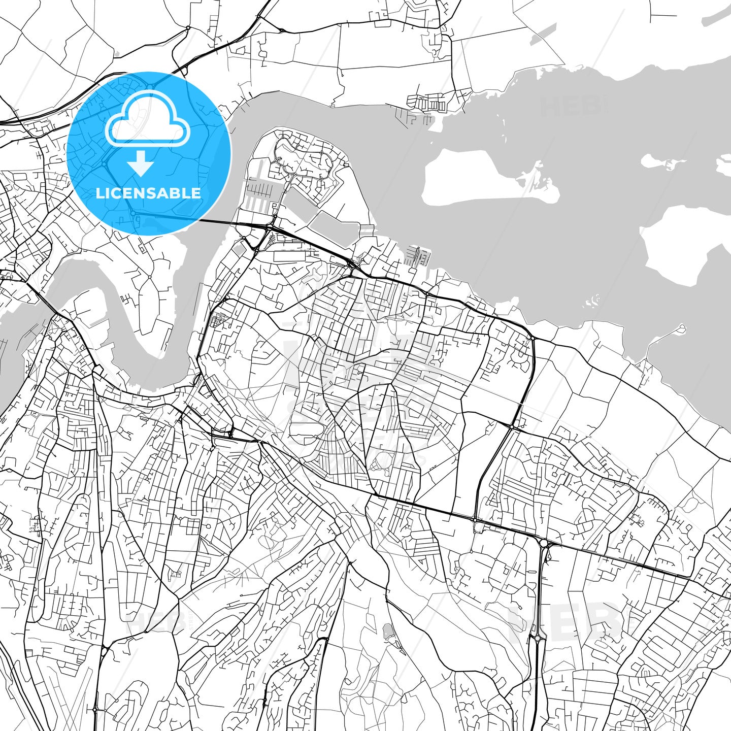 Gillingham, England, Uk, Vector Map - Light – HEBSTREITS