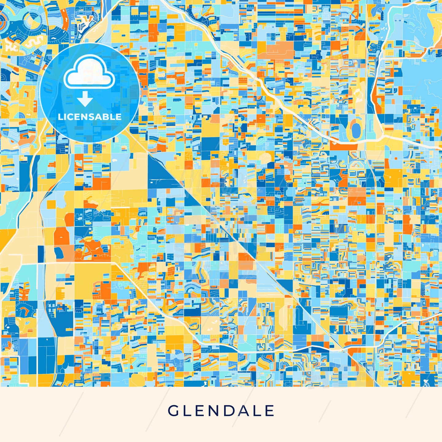 Glendale Colorful Map Poster Template – HEBSTREITS