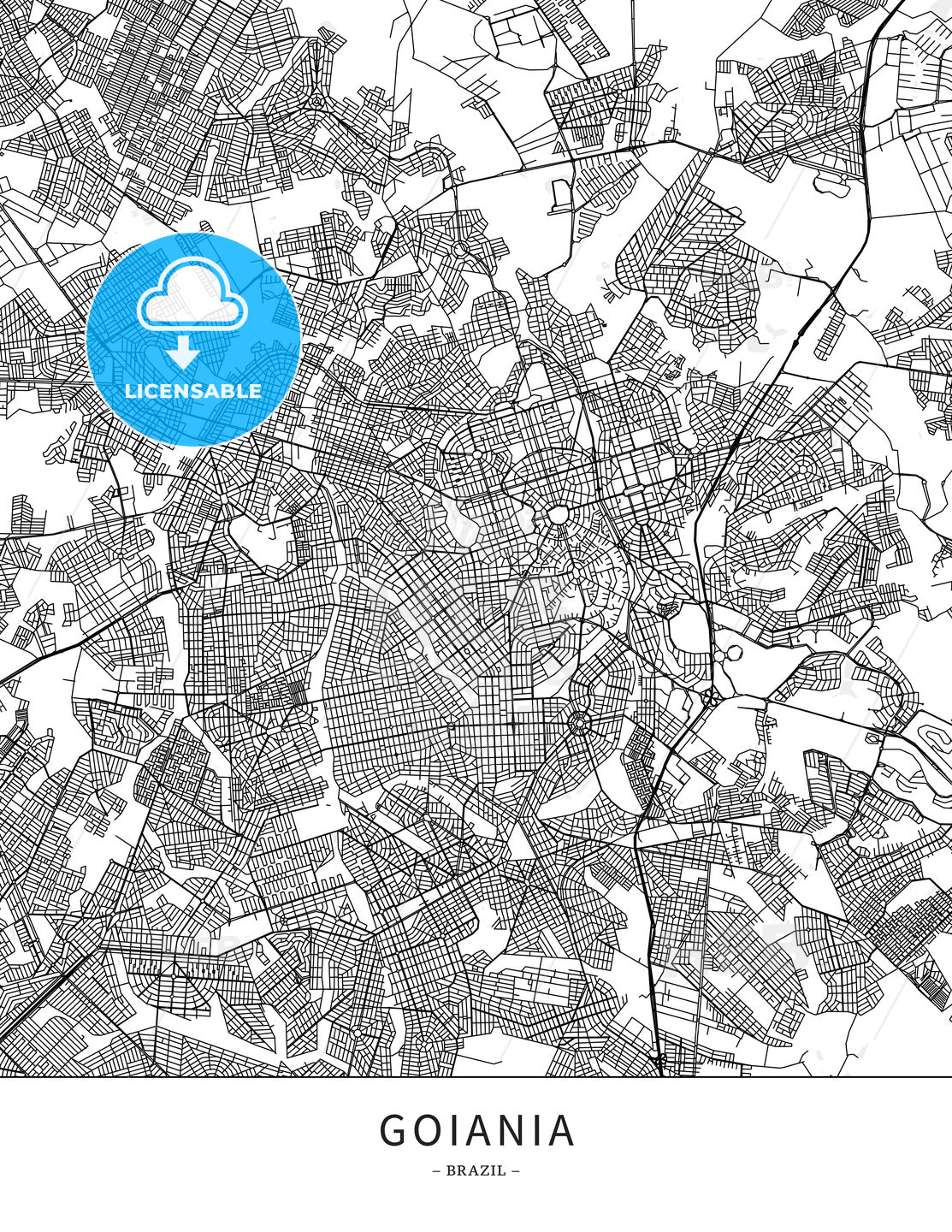 Goiania, Brazil, Map Poster Borderless Print Template – HEBSTREITS