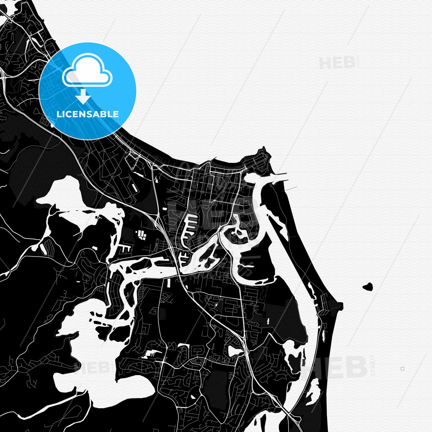 Gold Coast–Tweed Heads, Australia Pdf Vector Map Black And White ...