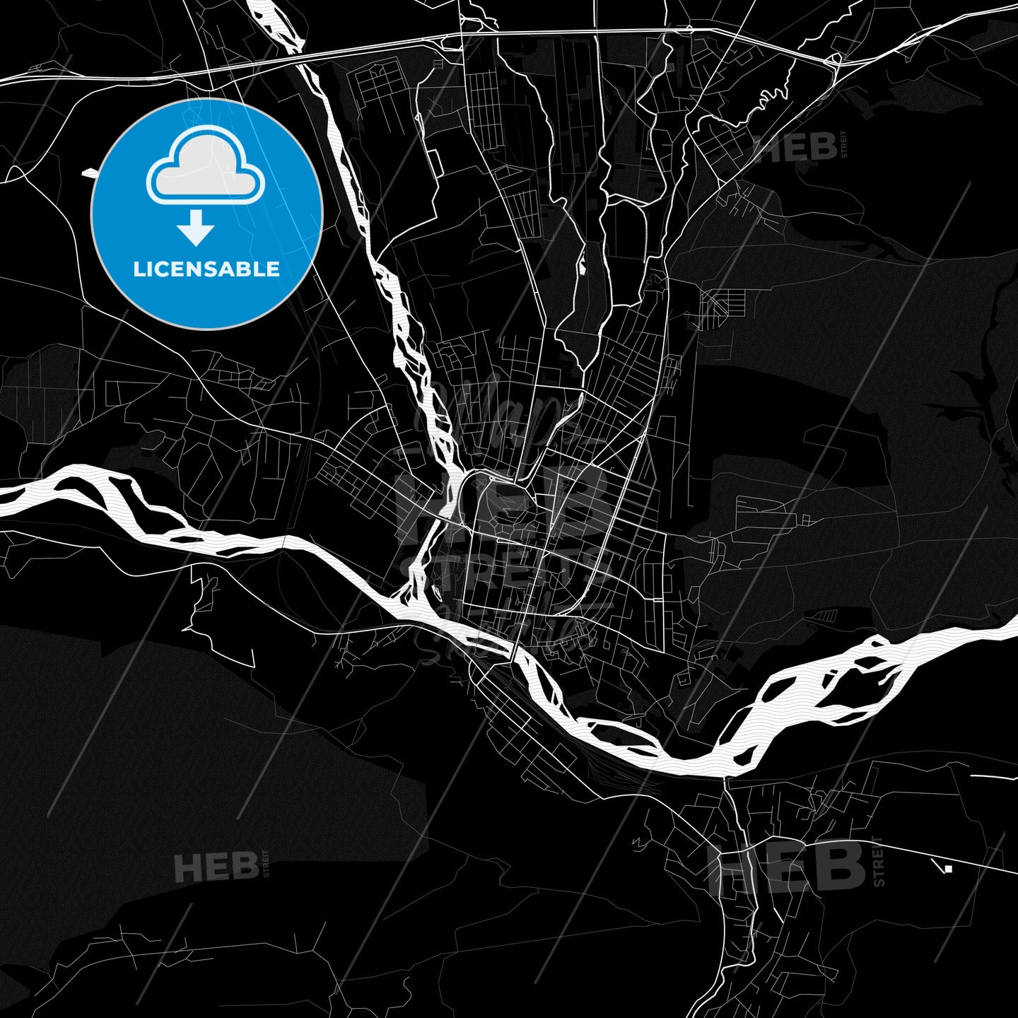 Gori, Georgia Pdf Vector Map Black And White – HEBSTREITS