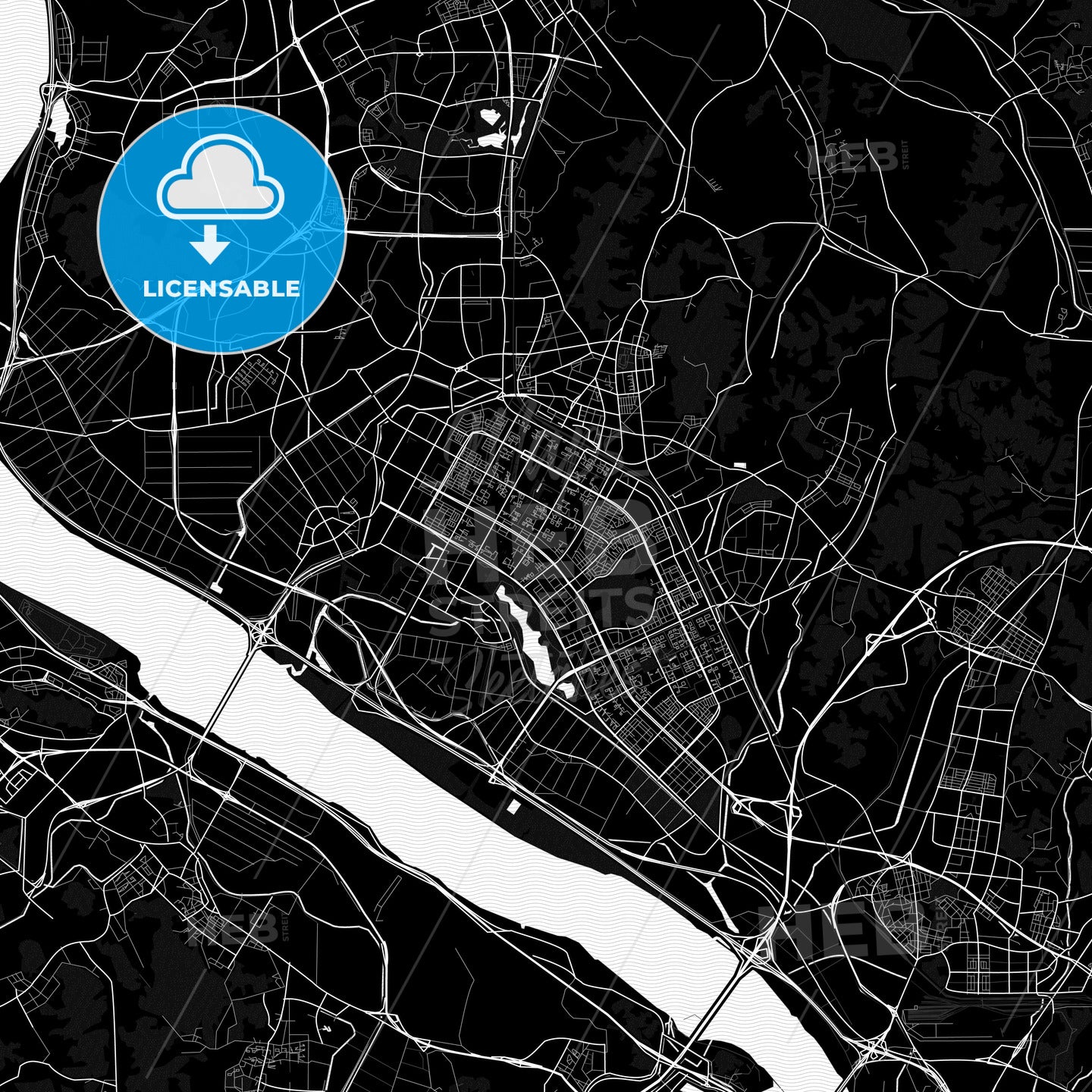 Goyang, South Korea Pdf Vector Map Black And White – HEBSTREITS