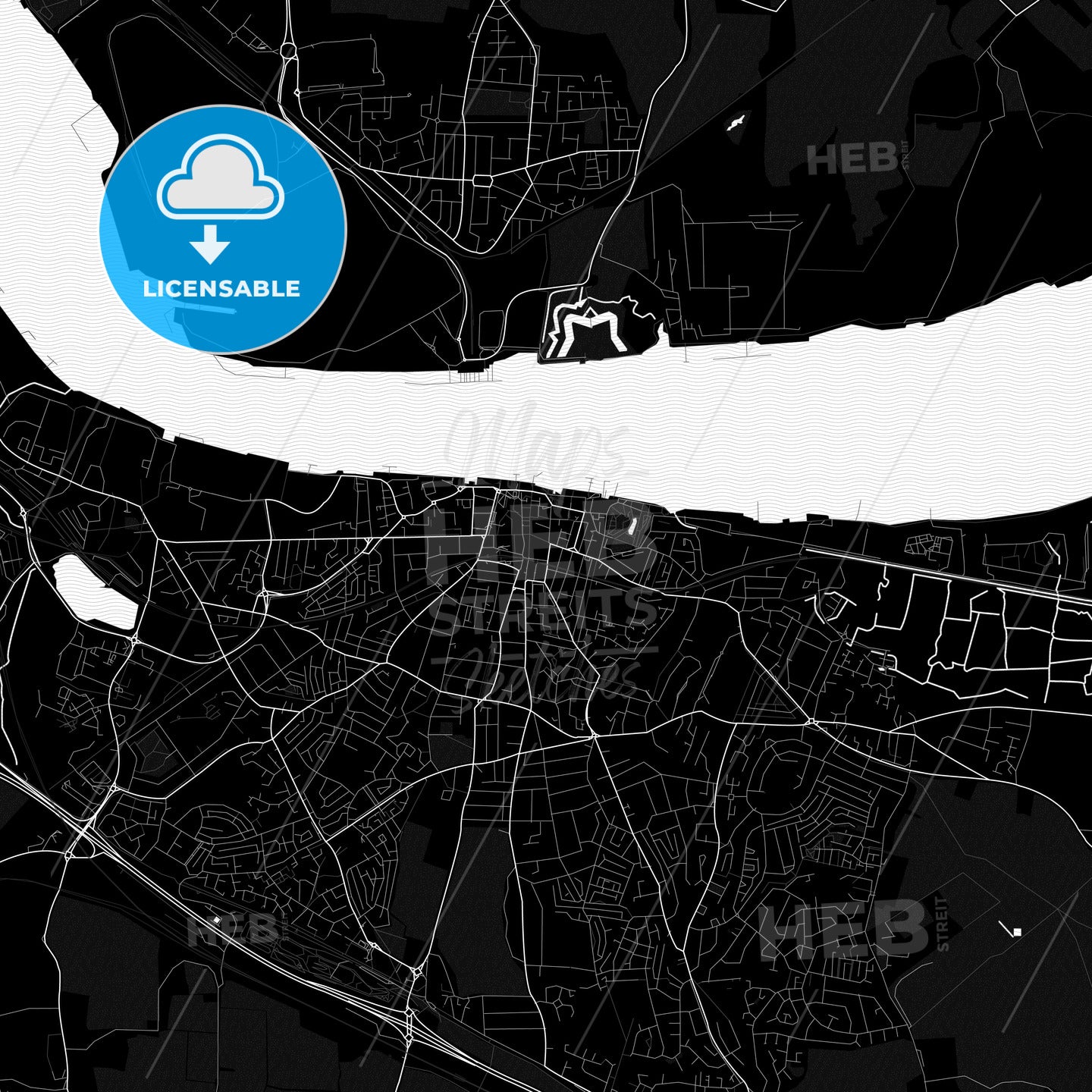 Gravesend, England Pdf Vector Map Black And White – HEBSTREITS