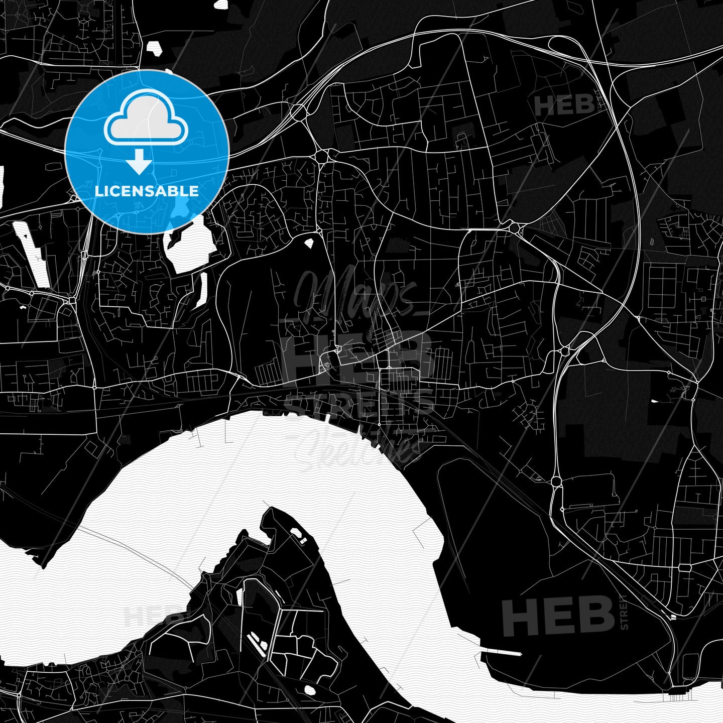 Grays, England Pdf Vector Map Black And White – HEBSTREITS