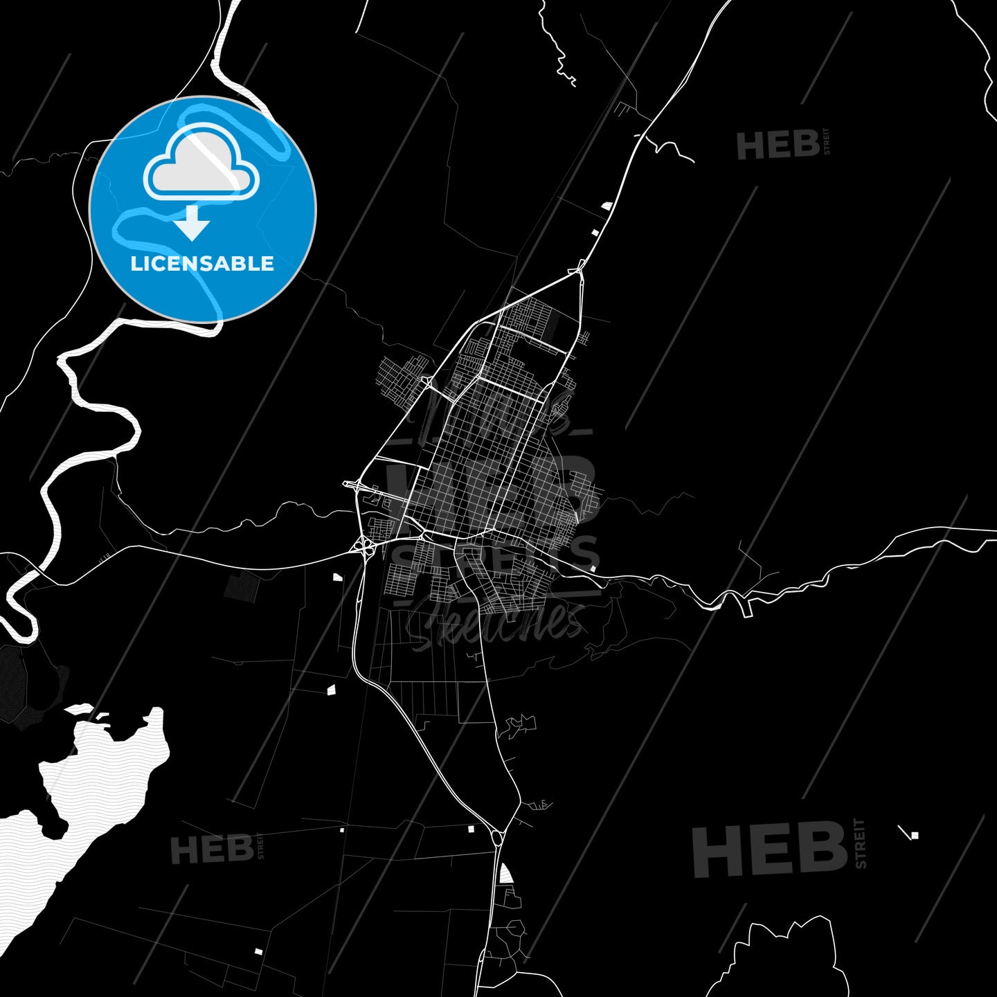 Guadalajara De Buga, Colombia Pdf Vector Map Black And White – HEBSTREITS