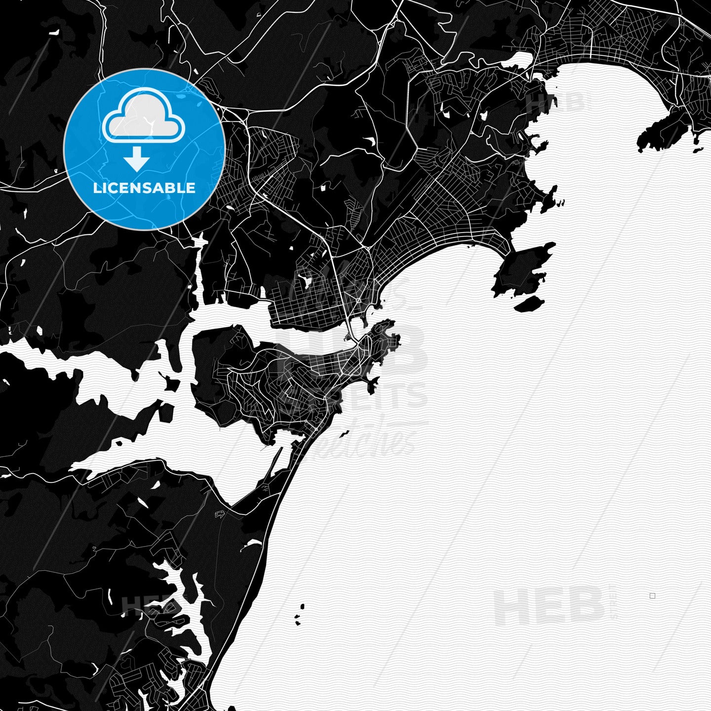 Guarapari, Brazil Pdf Vector Map Black And White – HEBSTREITS