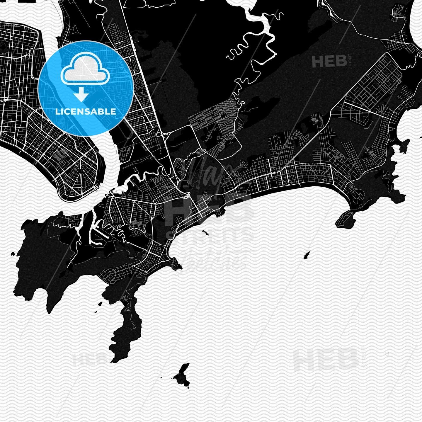 Guaruja, Brazil Pdf Vector Map Black And White – HEBSTREITS