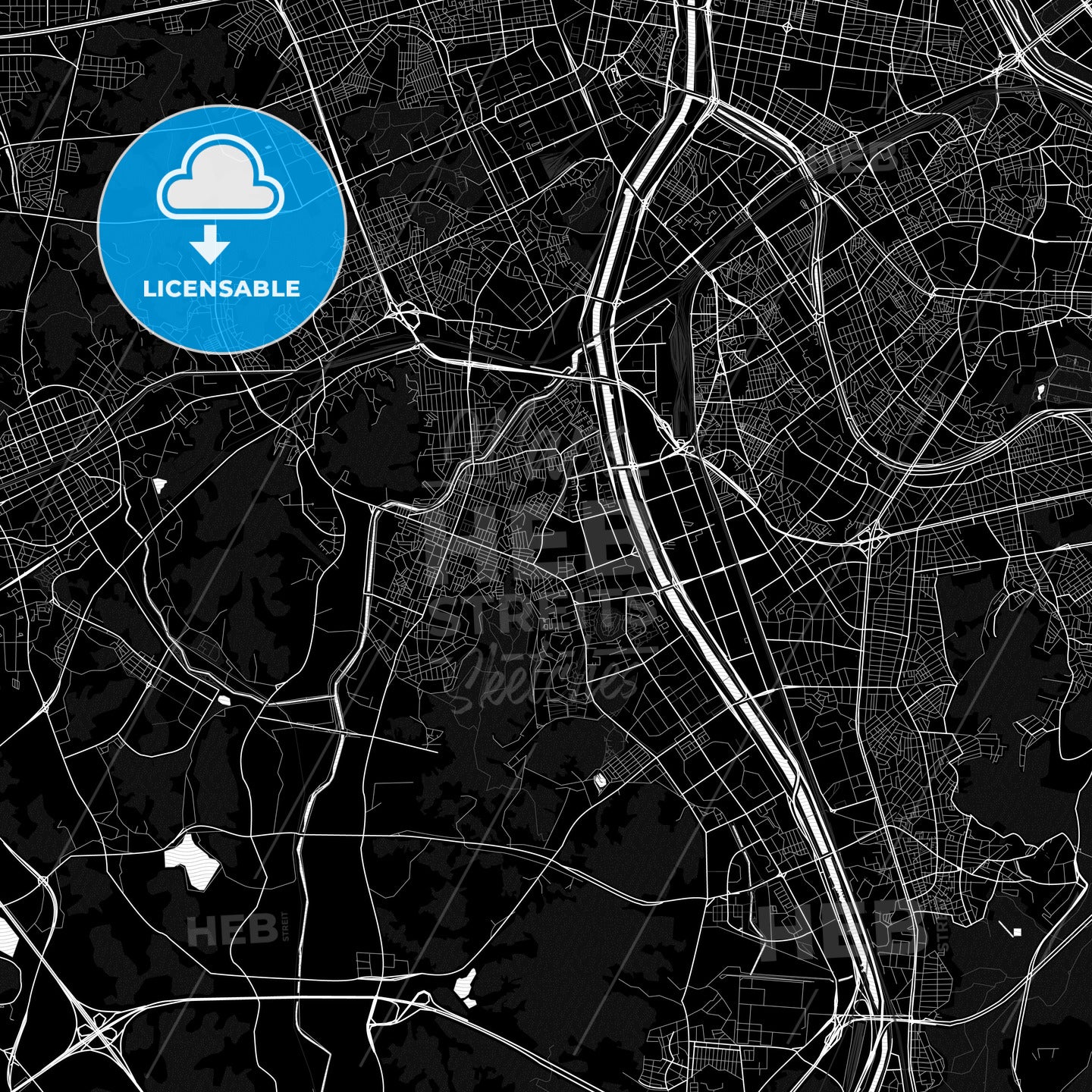 Gwangmyeong, South Korea Pdf Vector Map Black And White – HEBSTREITS