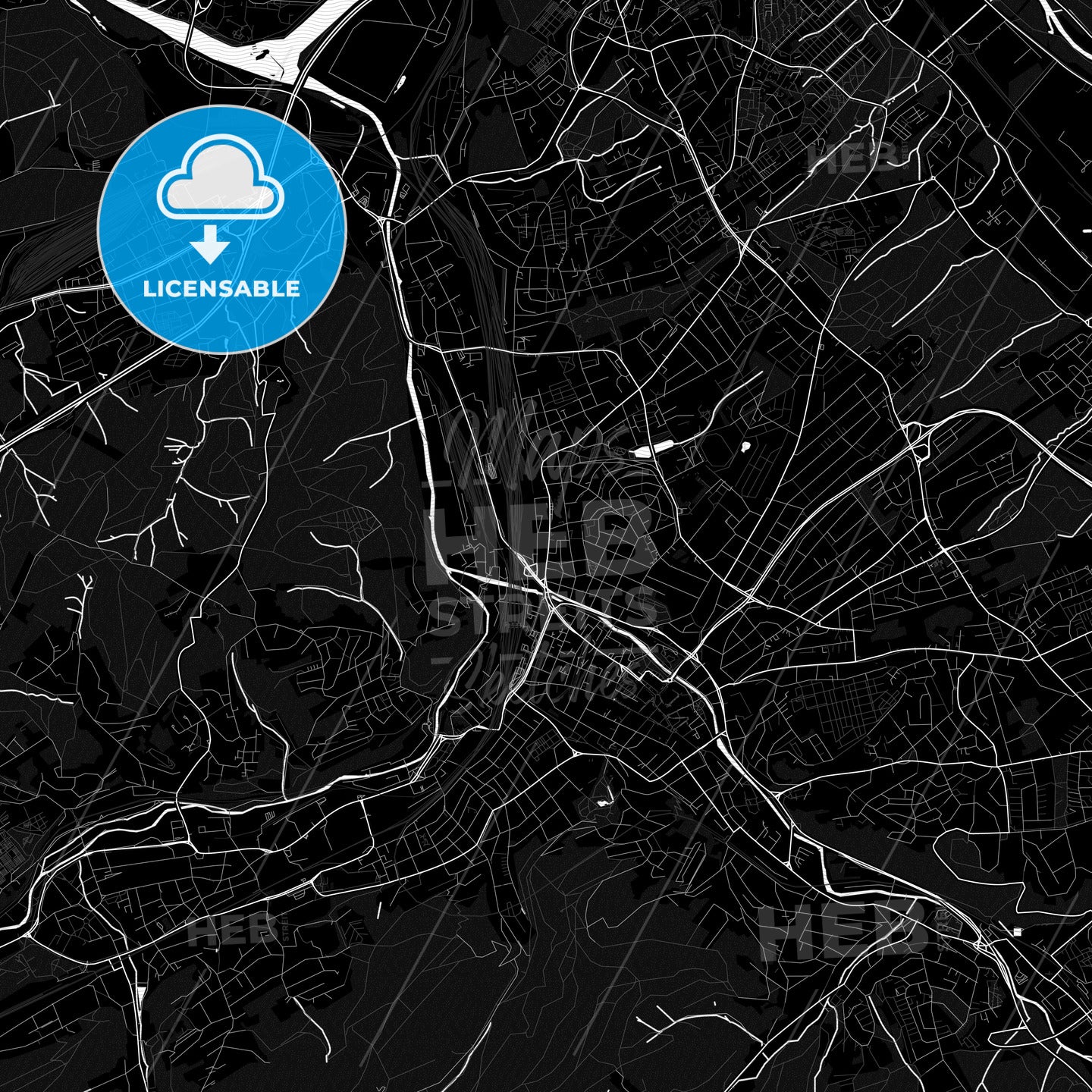 Hagen, Germany Pdf Vector Map Black And White – HEBSTREITS
