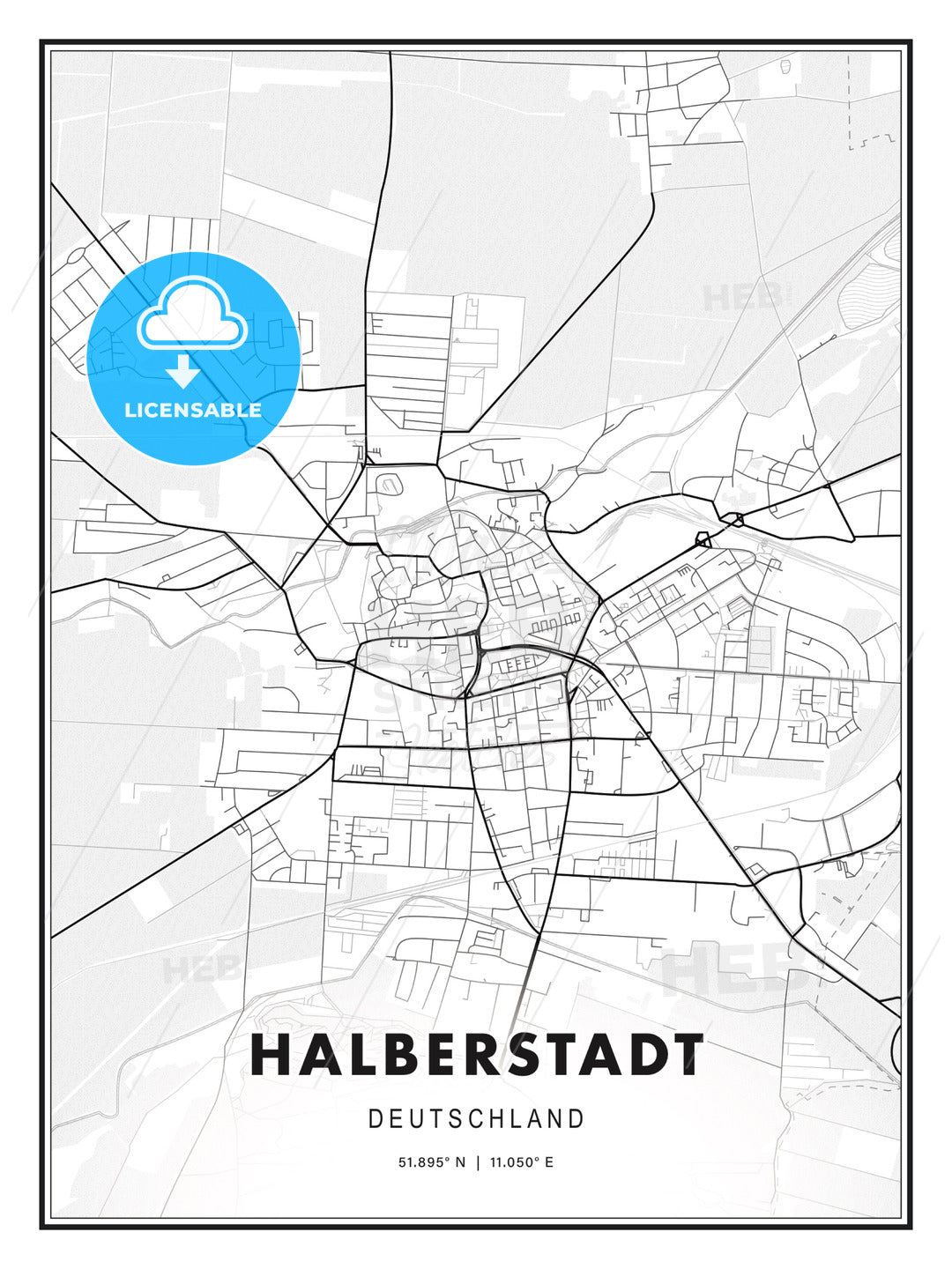 Halberstadt, Germany, Modern Map Print Template in Various Formats ...