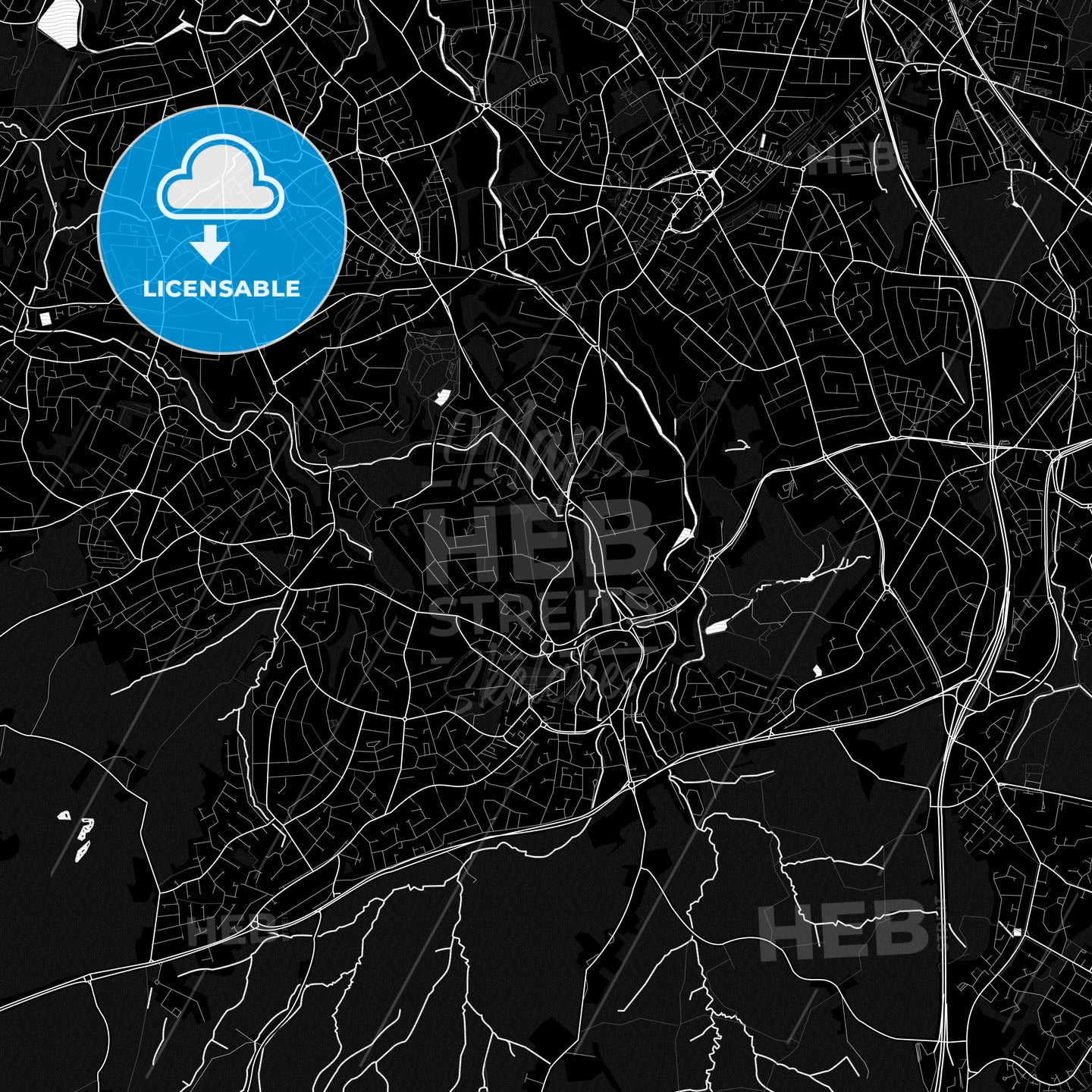 Halesowen, England Pdf Vector Map Black And White – HEBSTREITS