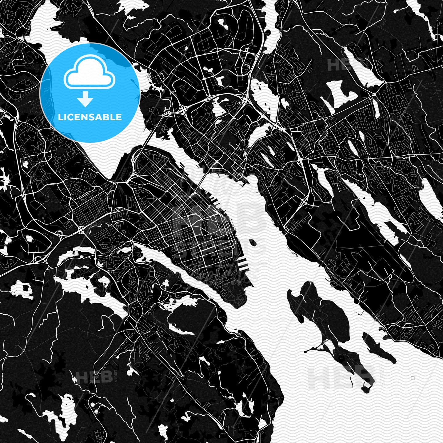 Halifax, Canada Pdf Vector Map Black And White – HEBSTREITS