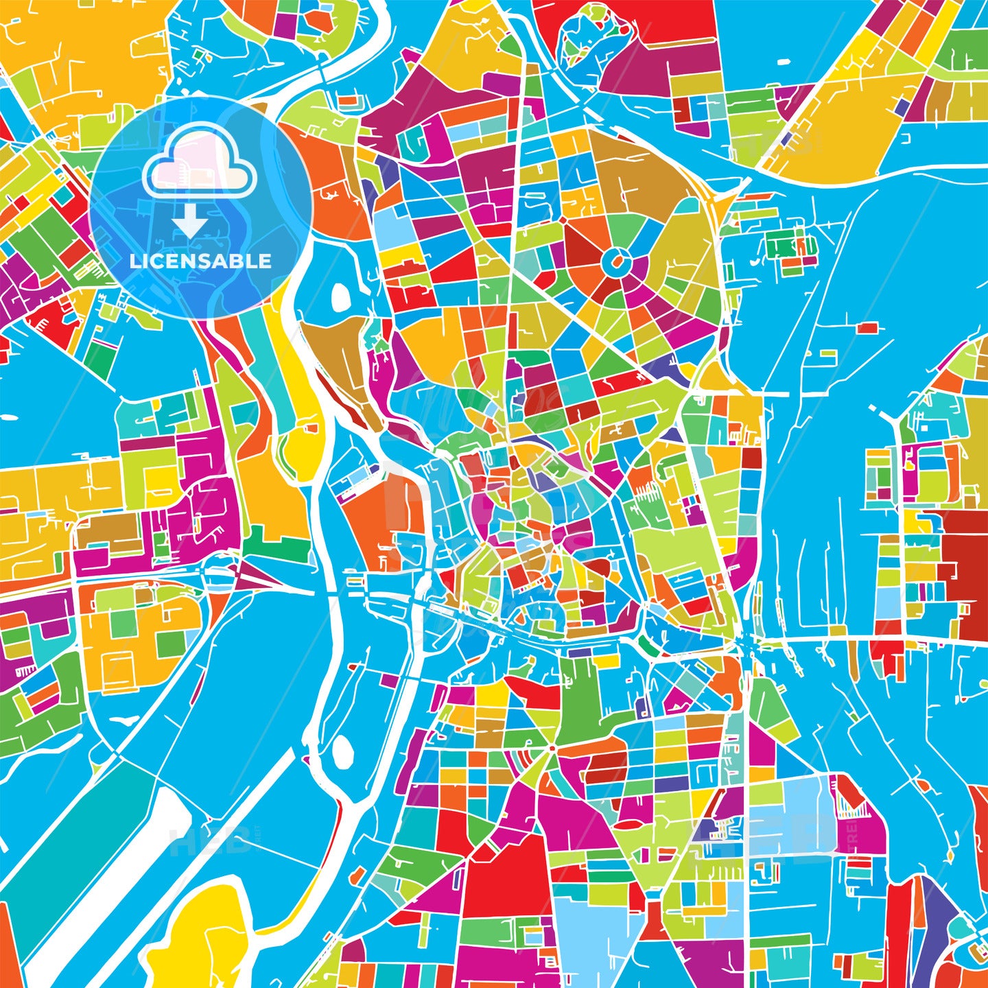 Halle Saale, Germany, Colorful Vector Map - HEBSTREITS