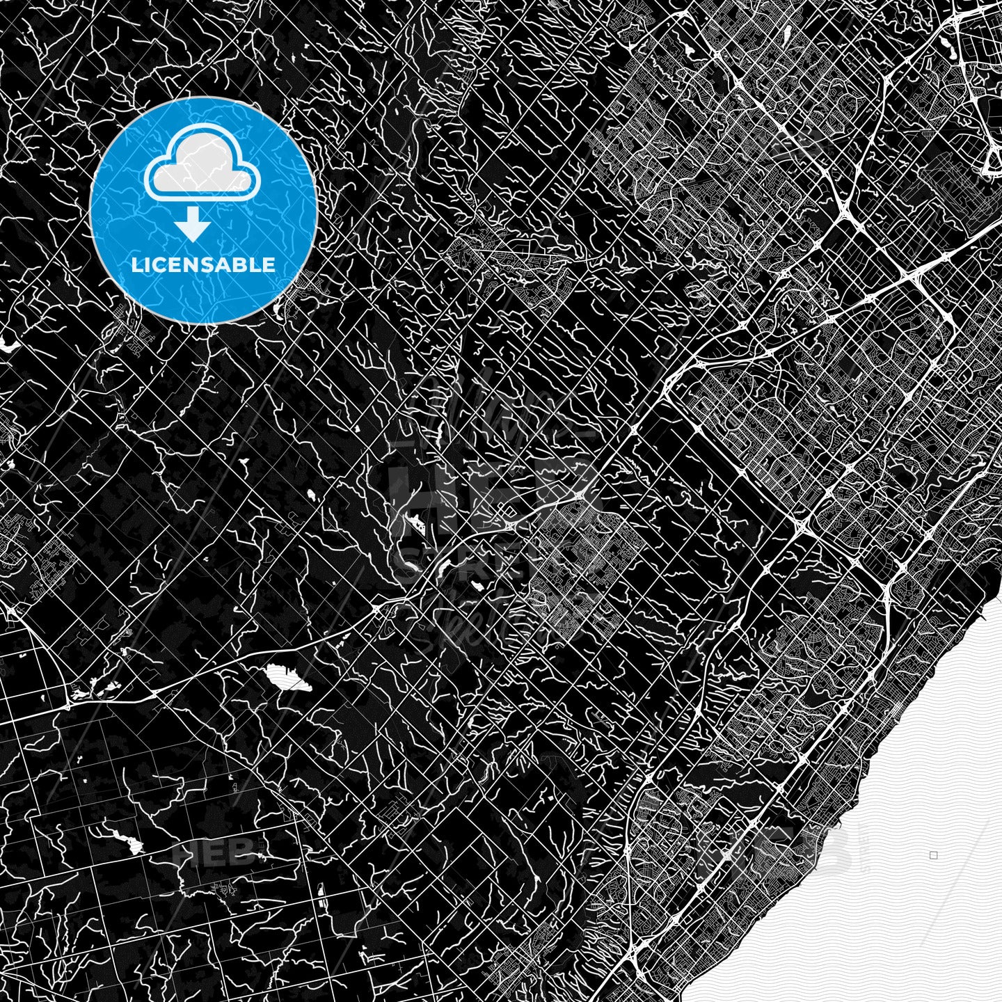 Halton Hills, Canada PDF vector map black and white - HEBSTREITS